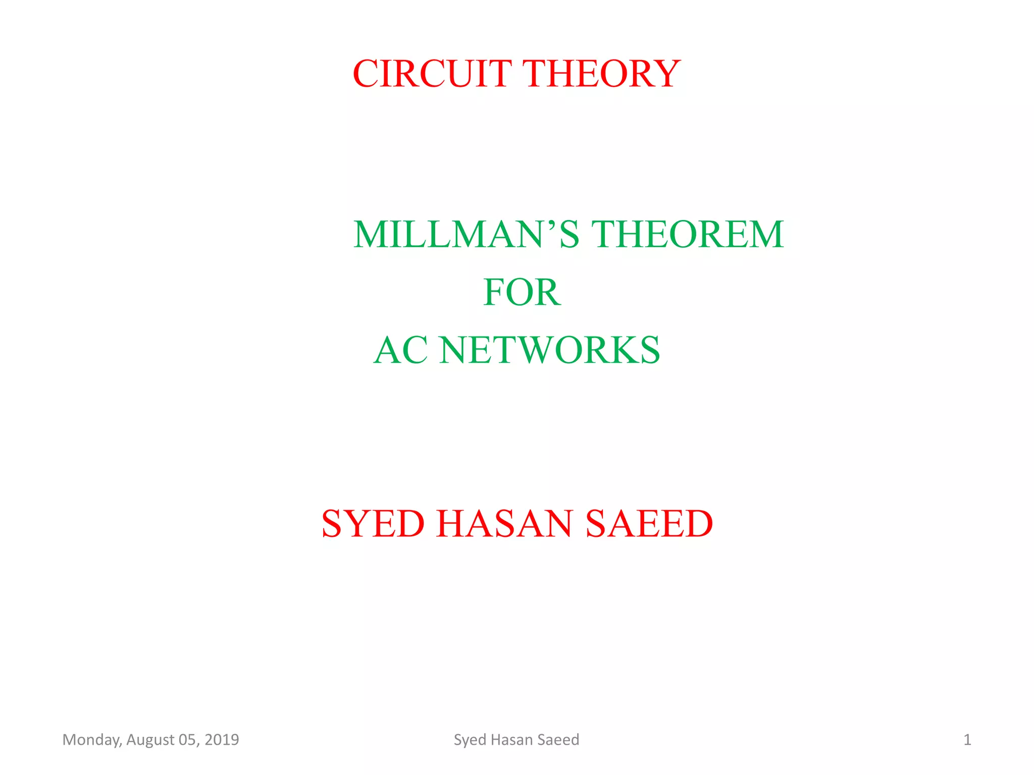Millman's theorem | PDF