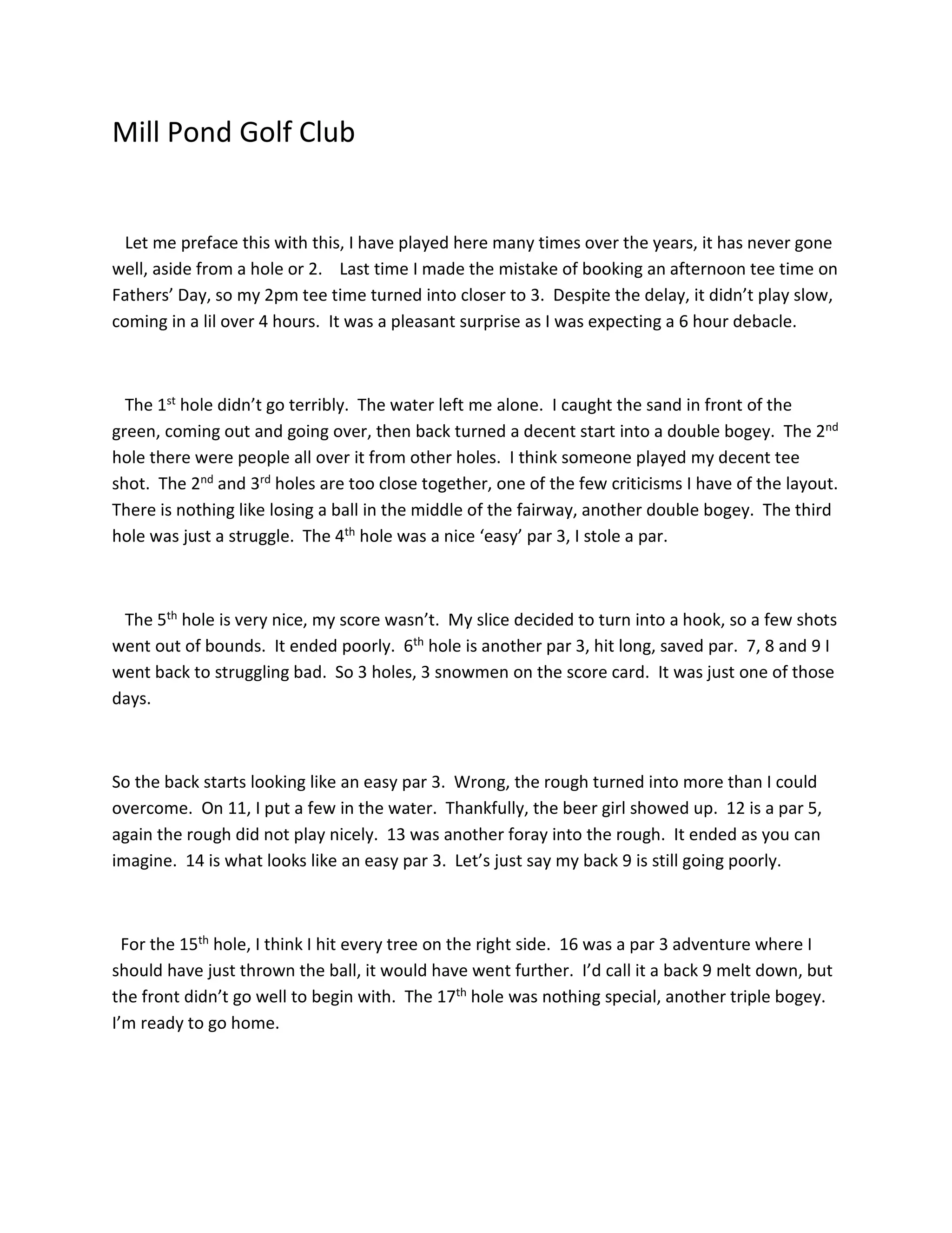 Mill Pond Golf Club.pdf on Long Island New York | PDF