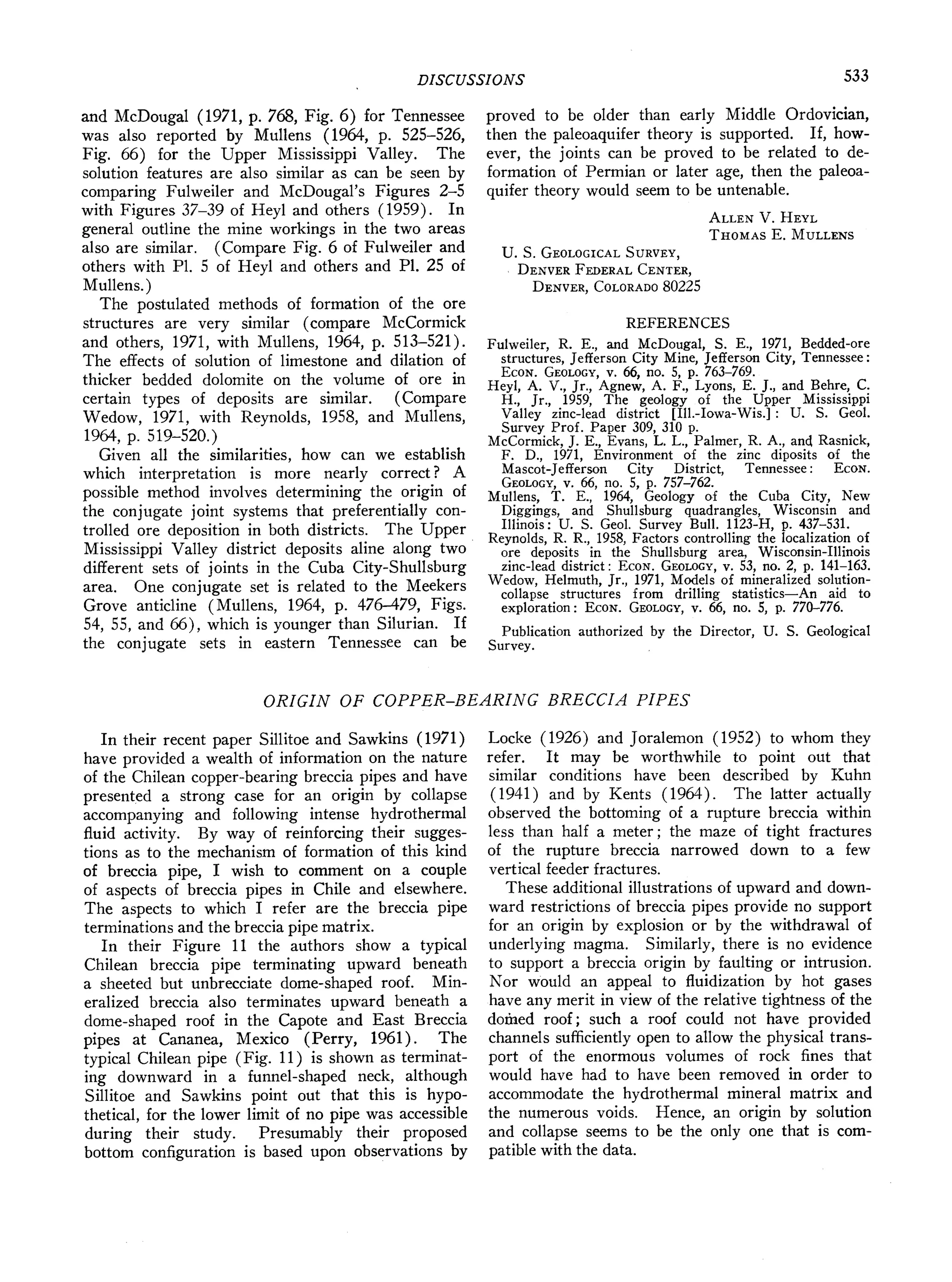Mills 1972 Origin of copper-bearing breccia pipes.pdf | Geology | Science