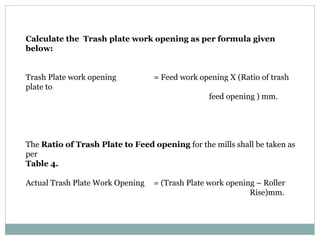 Mill setting for Sugar Mills | PPTX