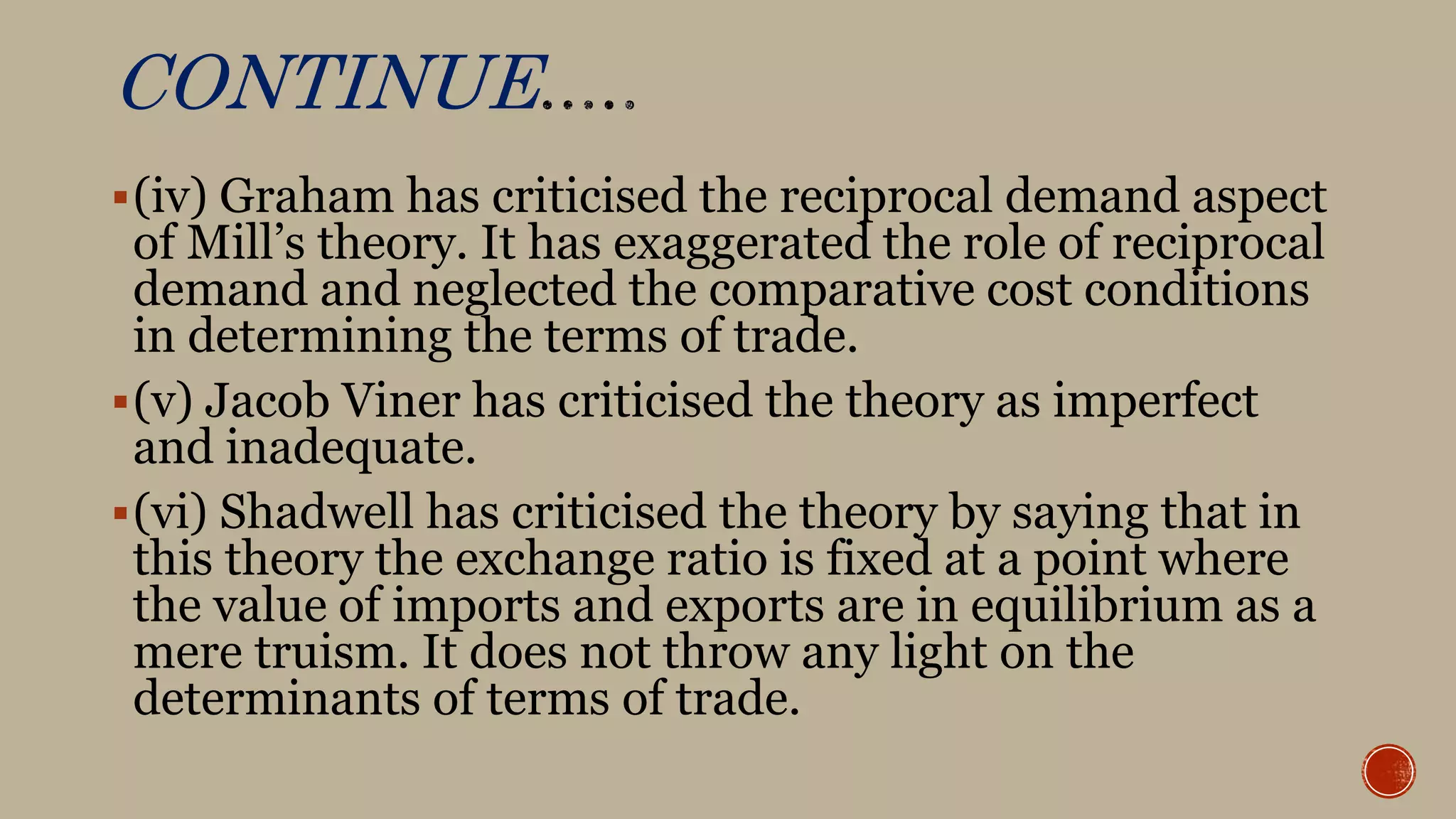 Mills theory of reciprocal demand | PPTX