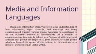 Introduction to Media and Information Literacy (Media information sources) | PPTX