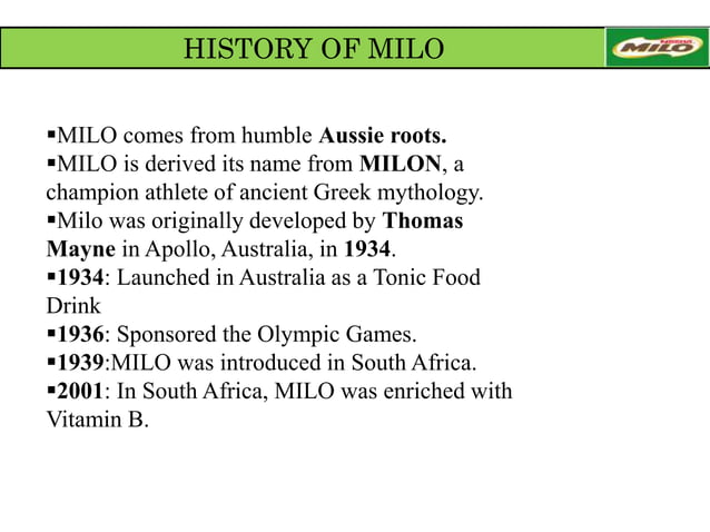 Milo-Product relaunch-SDC competition-Group ppt | PPTX | Nutrition ...