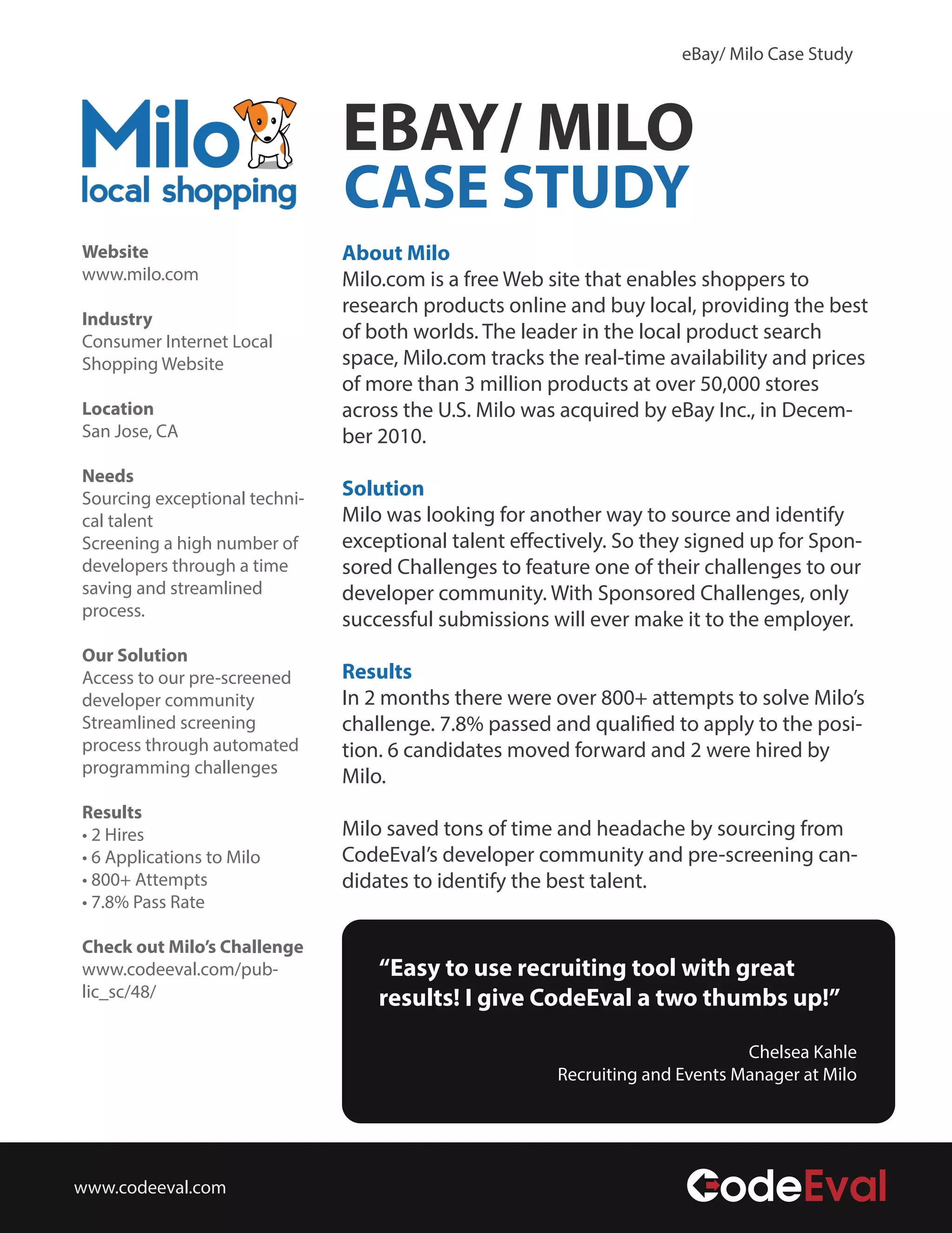 Milo code eval case study | PDF
