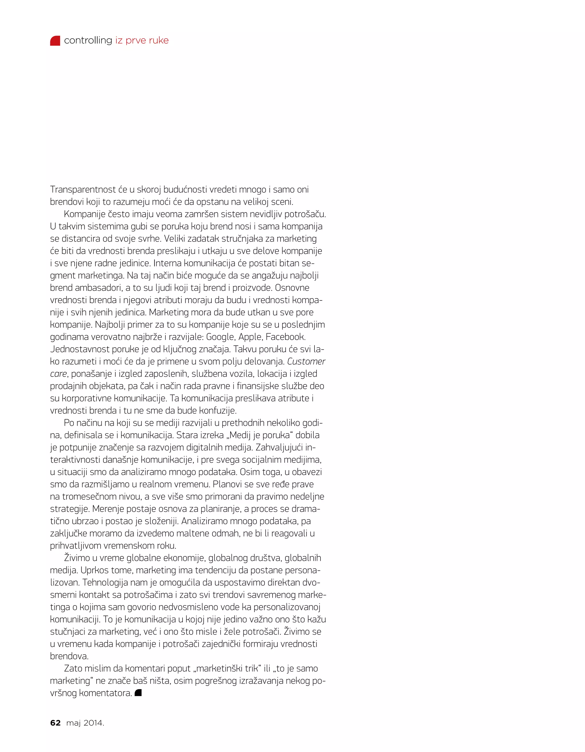 Miloš Simić - To je samo marketing, Controlling magazin 03 | PDF