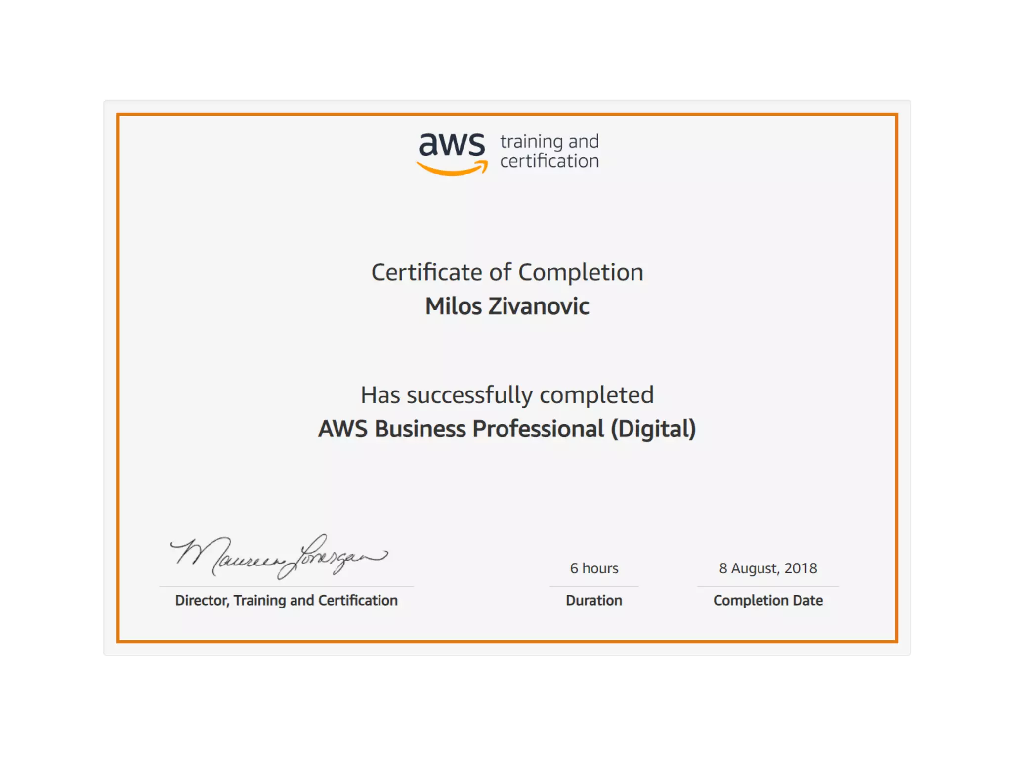 Milos Zivanovic AWS Business Professional | PPT