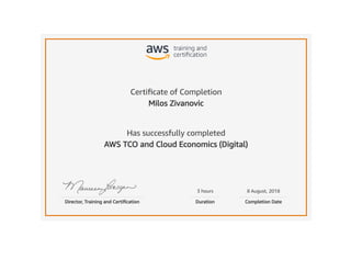 Milos Zivanovic AWS TCO and Cloud economics | PDF