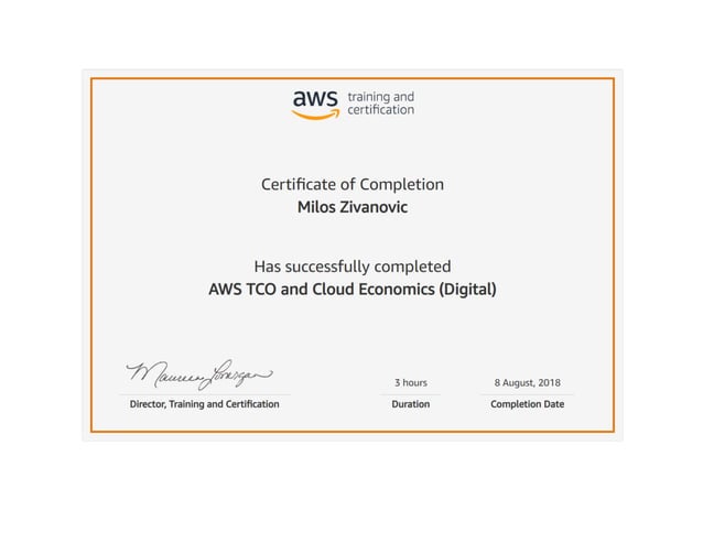 Milos Zivanovic AWS TCO and Cloud economics | PDF