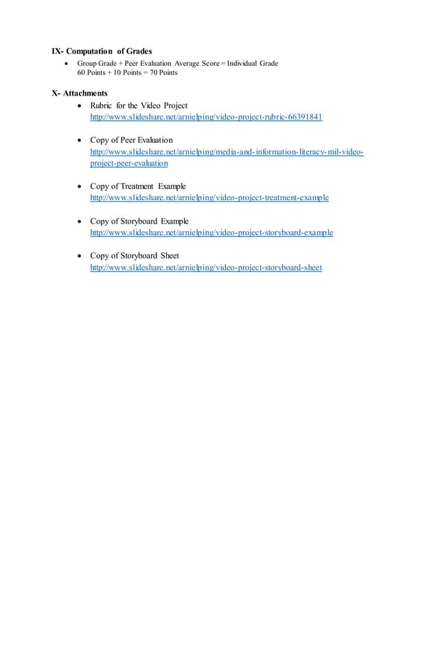 Media and Information Literacy (MIL) Performance Task - Video Project (Cooperative Learning ...
