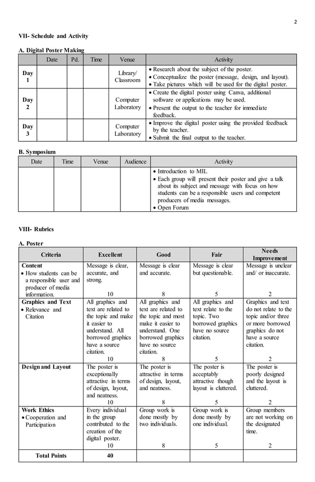 Media and Information Literacy- Performance Task (Project) Digital ...