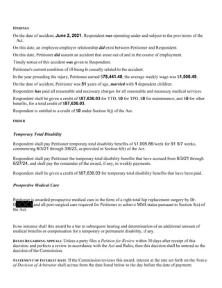 Chicago Truck Driver Awarded TTD and Hip Replacement Surgery | PDF