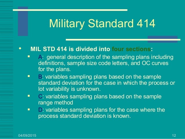 Military standard 105E and 414