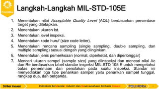 MILSTD 105E_Pengendalian dan Penjaminan Mutu | PPTX