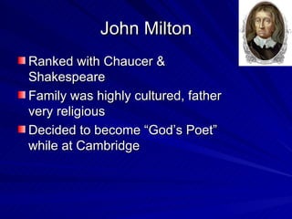 Milton | PPT | Poetry | Books and Literature