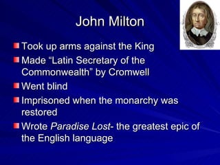Milton | PPT | Poetry | Books and Literature