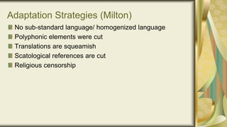 Milton: Translation and Popular culture | PPTX