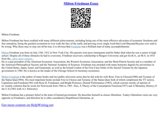 Milton Friedman | PDF