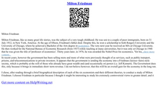 Milton Friedman | PDF
