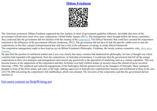 Milton Friedman | PDF