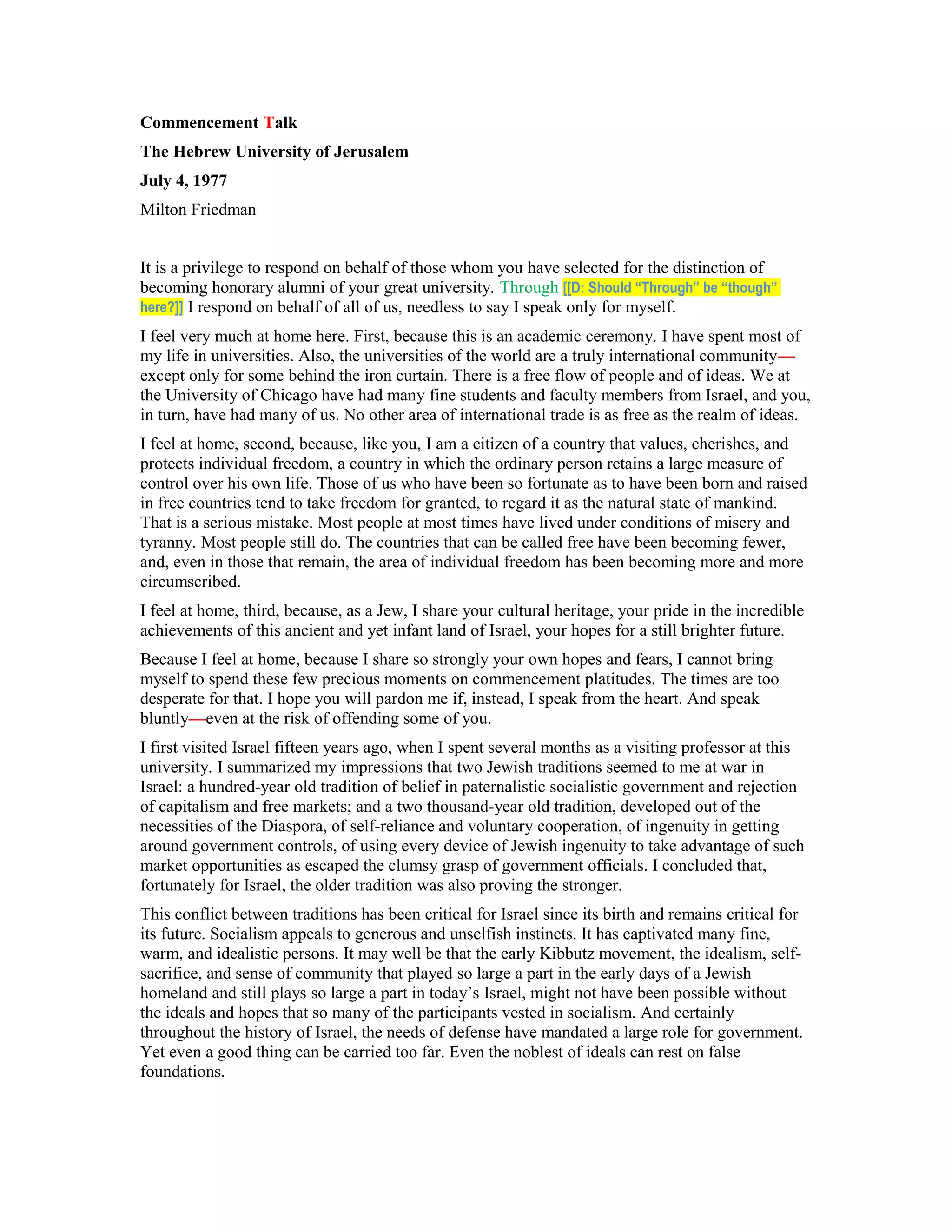 Milton friedman. commencement talk.proofed | DOC