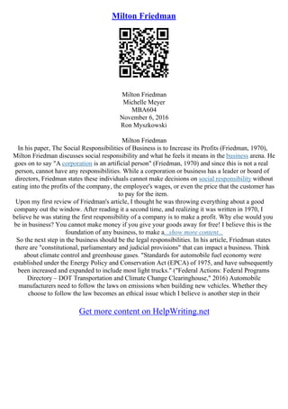 Milton Friedman Essays | PDF