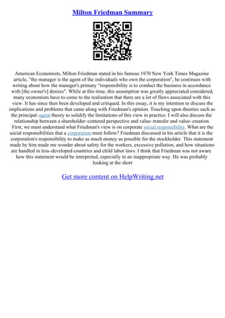 Milton Friedman Essays | PDF