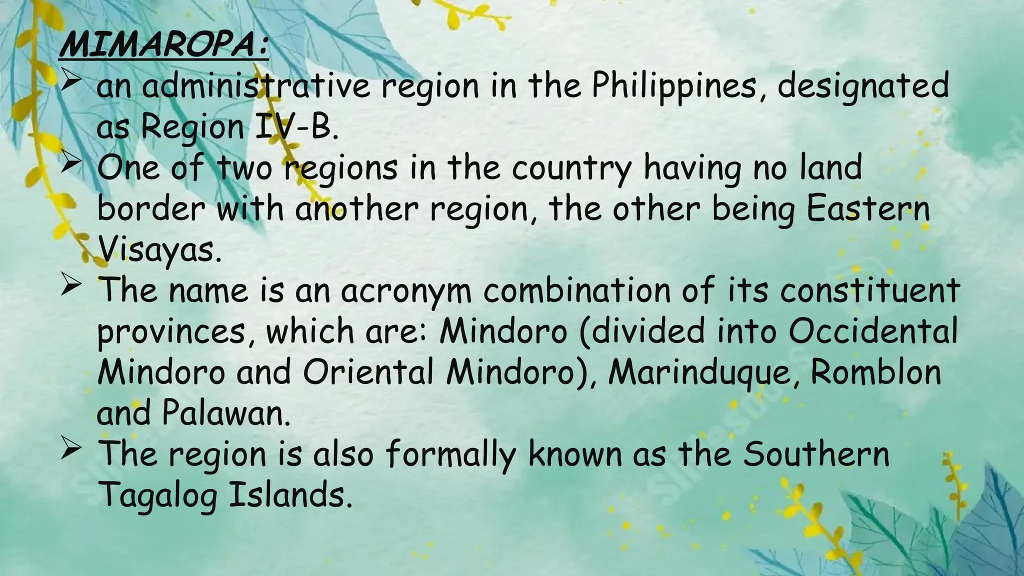 region in the Philippines MiMaRoPa lecture | PPTX