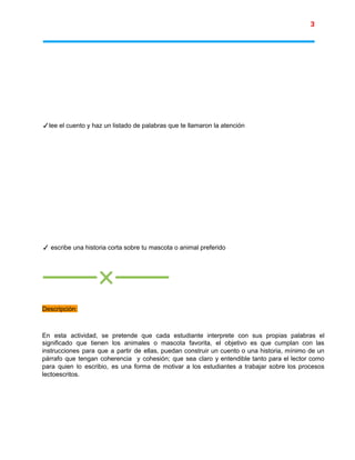 Mi mascota Actividad Lectoescritura. | PDF