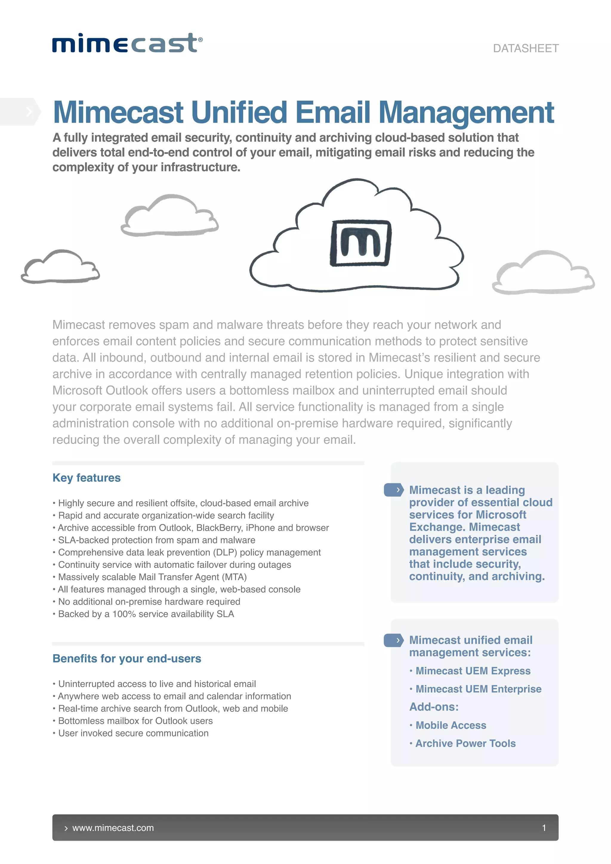 Mimecast unified-email-management-datasheet | PDF