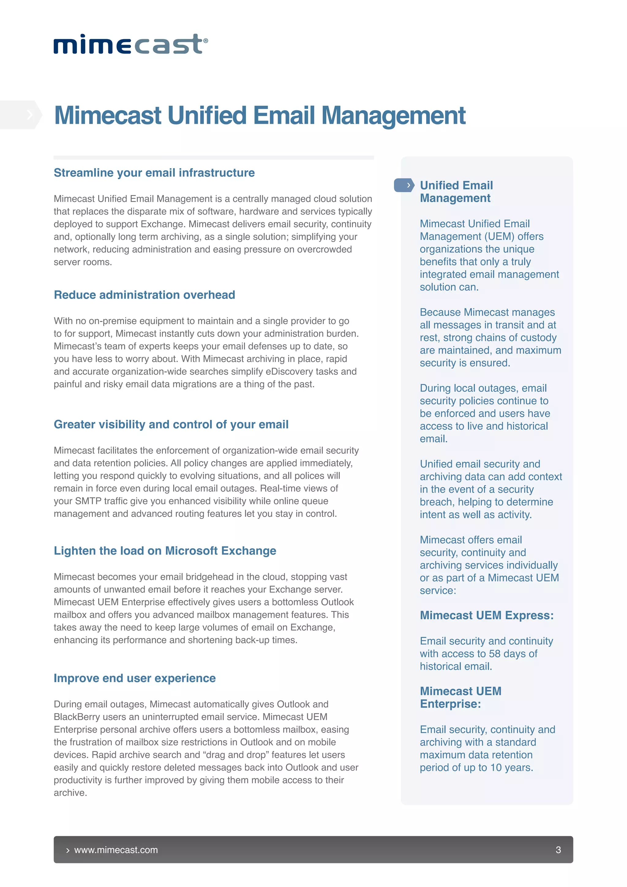 Mimecast unified-email-management-datasheet | PDF