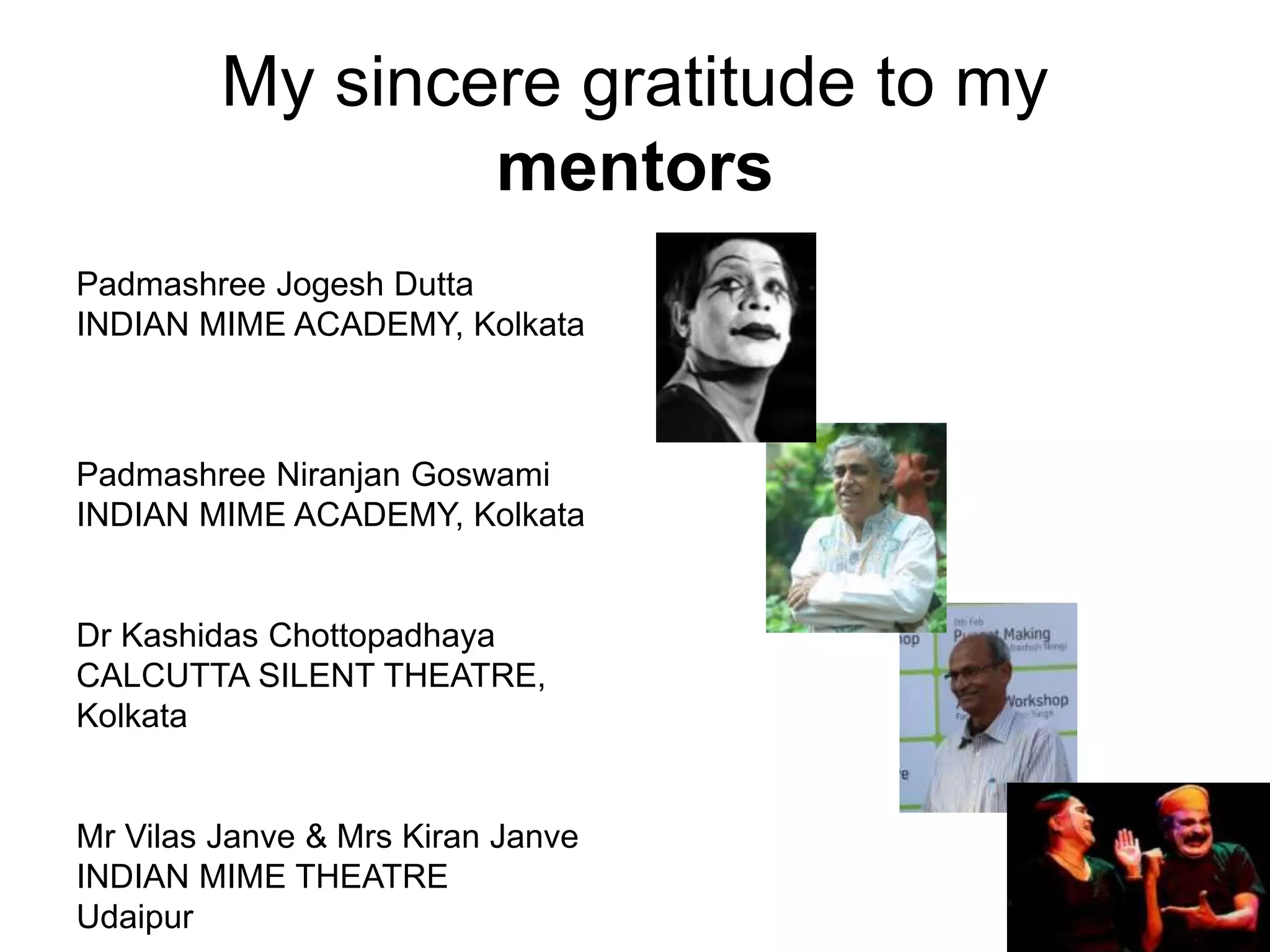 Our different projects on Mime(A Theatrical form) | PPSX