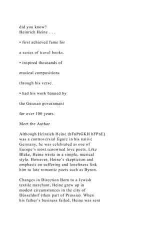 Mimicking the style of Heine’s poem, write your own!Heine uses.docx