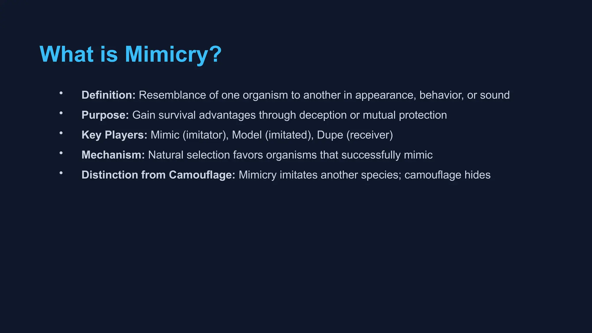 Mimicry in animal world and survival strategy | PPTX