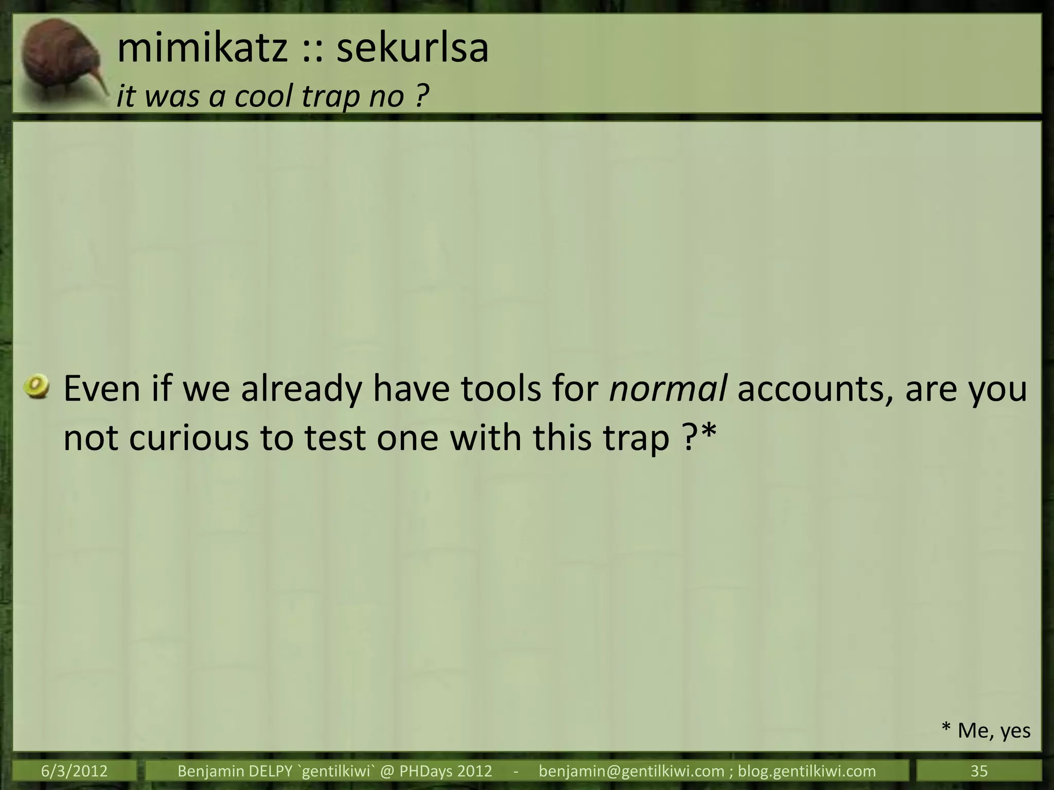 mimikatz @ phdays | PPTX