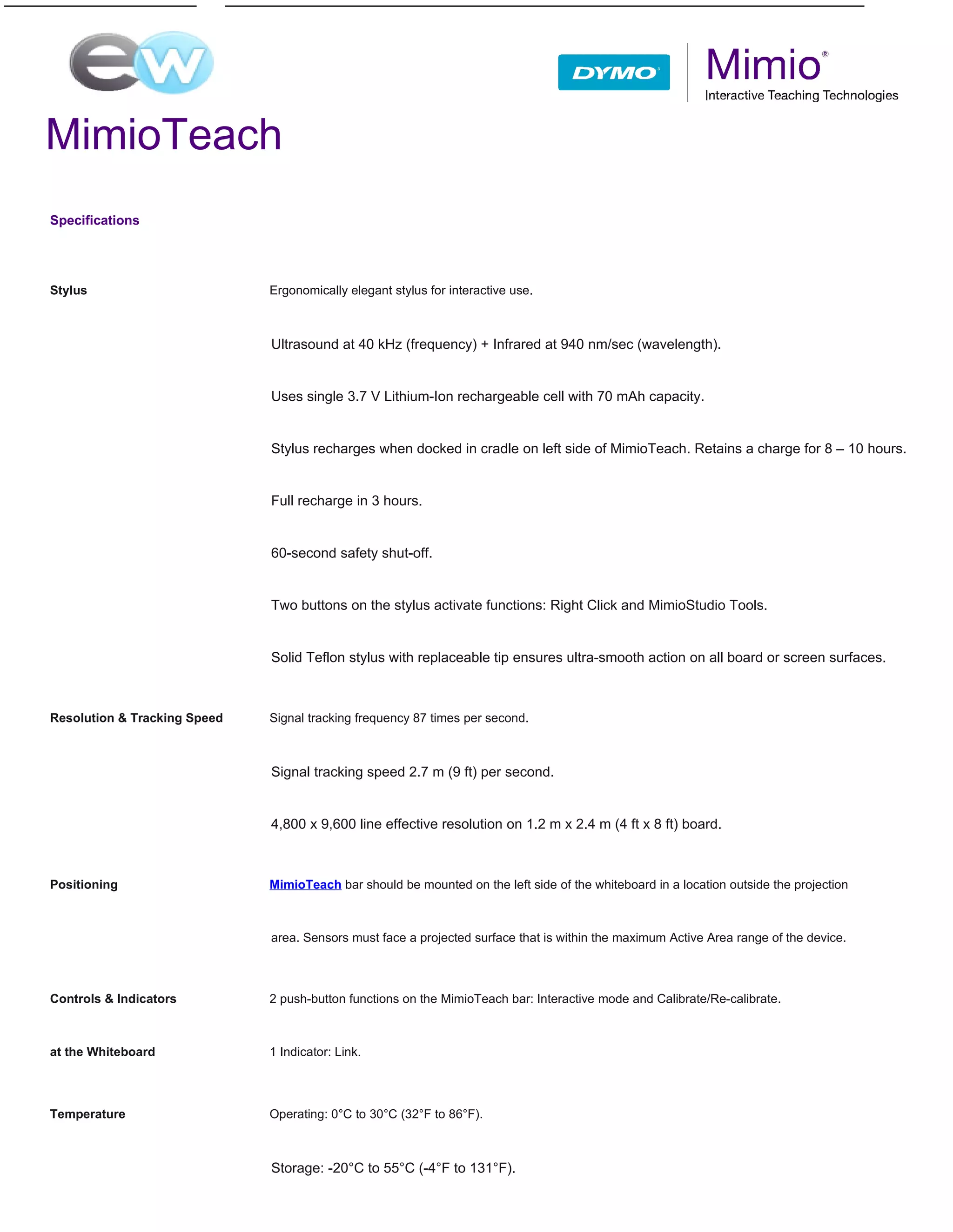 Mimio Teach Interactive System | RTF | Computer Peripherals | Computing