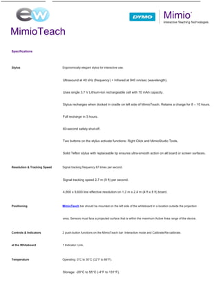 Mimio Teach Interactive System | RTF | Computer Peripherals | Computing