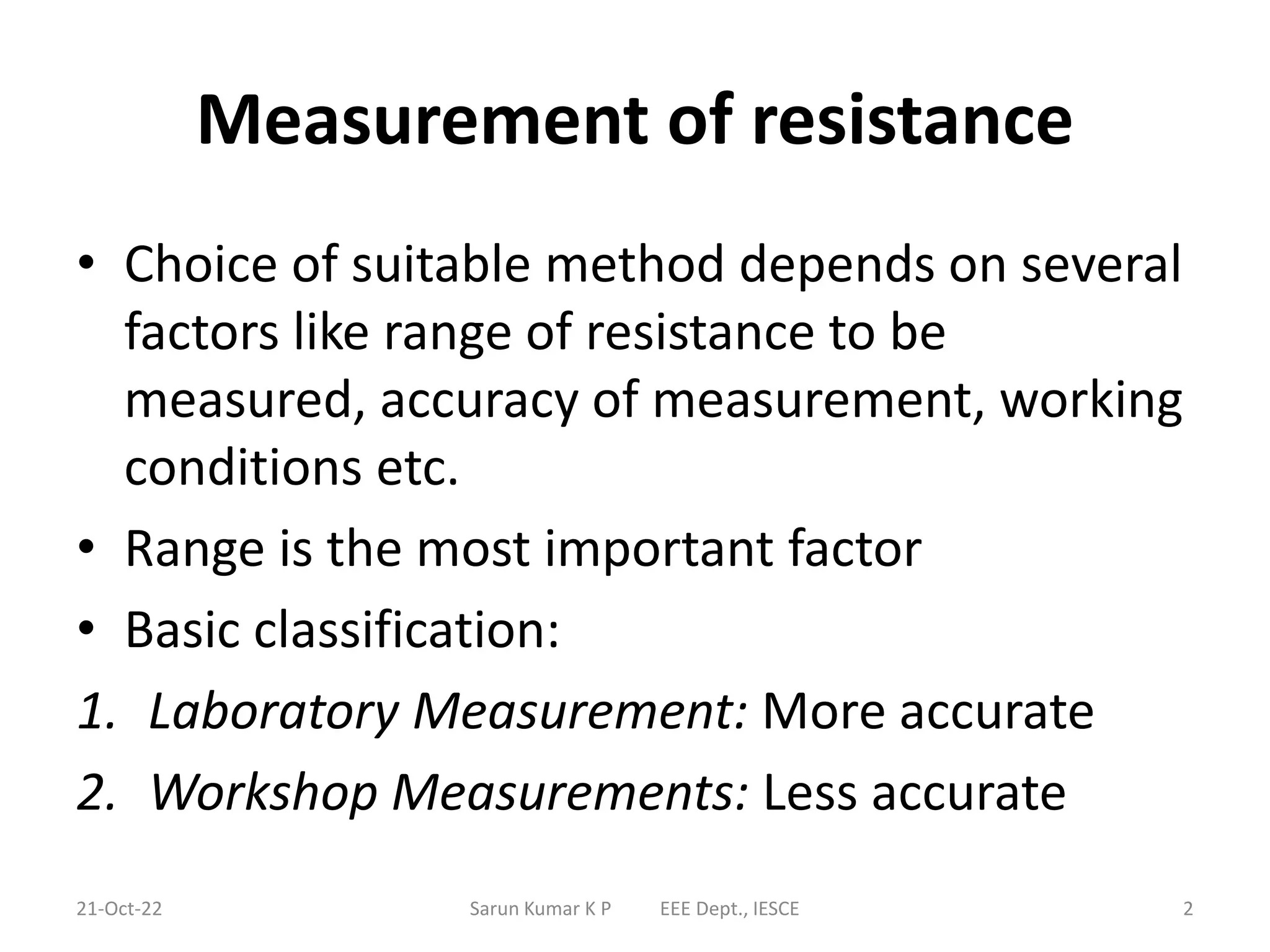 MEASUREMENT OF RESISTANCE | PDF