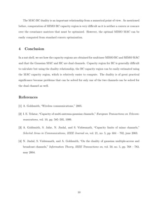 Multiuser MIMO Gaussian Channels: Capacity Region and Duality | PDF