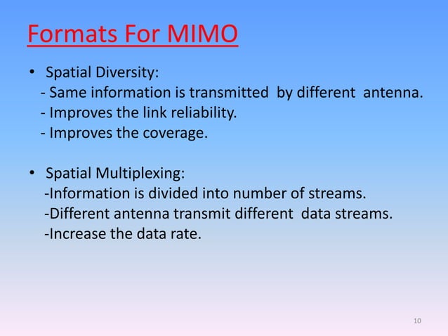 Mimo in Wireless Communication | PPTX | Computer Networking | Computing