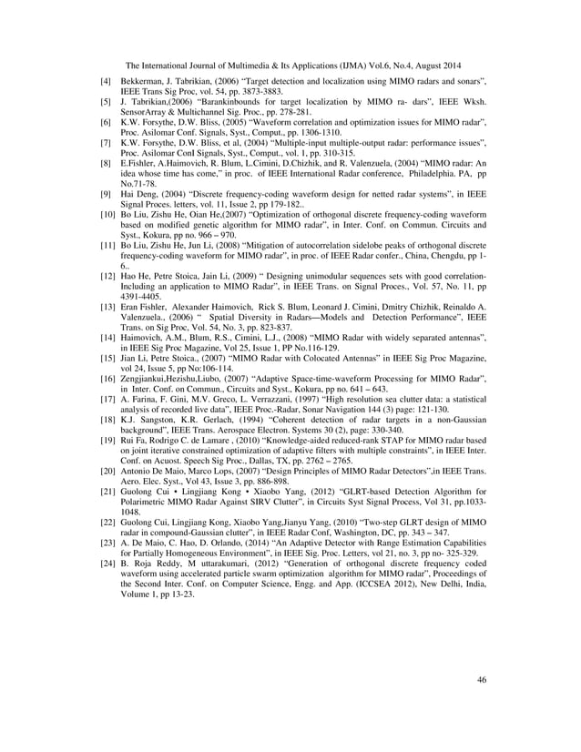 Mimo Radar Detection In Compound Gaussian Clutter Using Orthogonal Discrete Frequency Coding