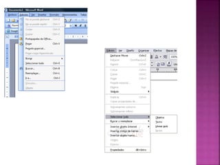 Menu edicion de word, power point y excel | PPTX