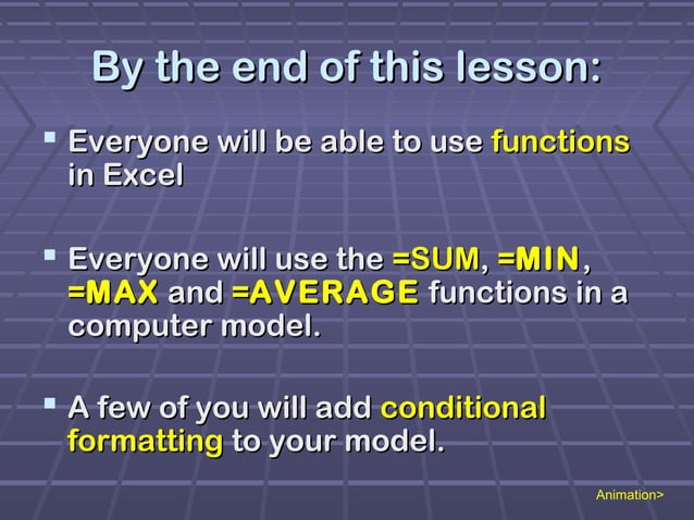 Excel Min max-average | PPT