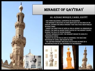 Minarets of al azhar, cairo, egypt -types of minaret, | PPTX