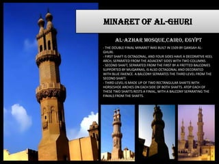 Minarets of al azhar, cairo, egypt -types of minaret, | PPTX