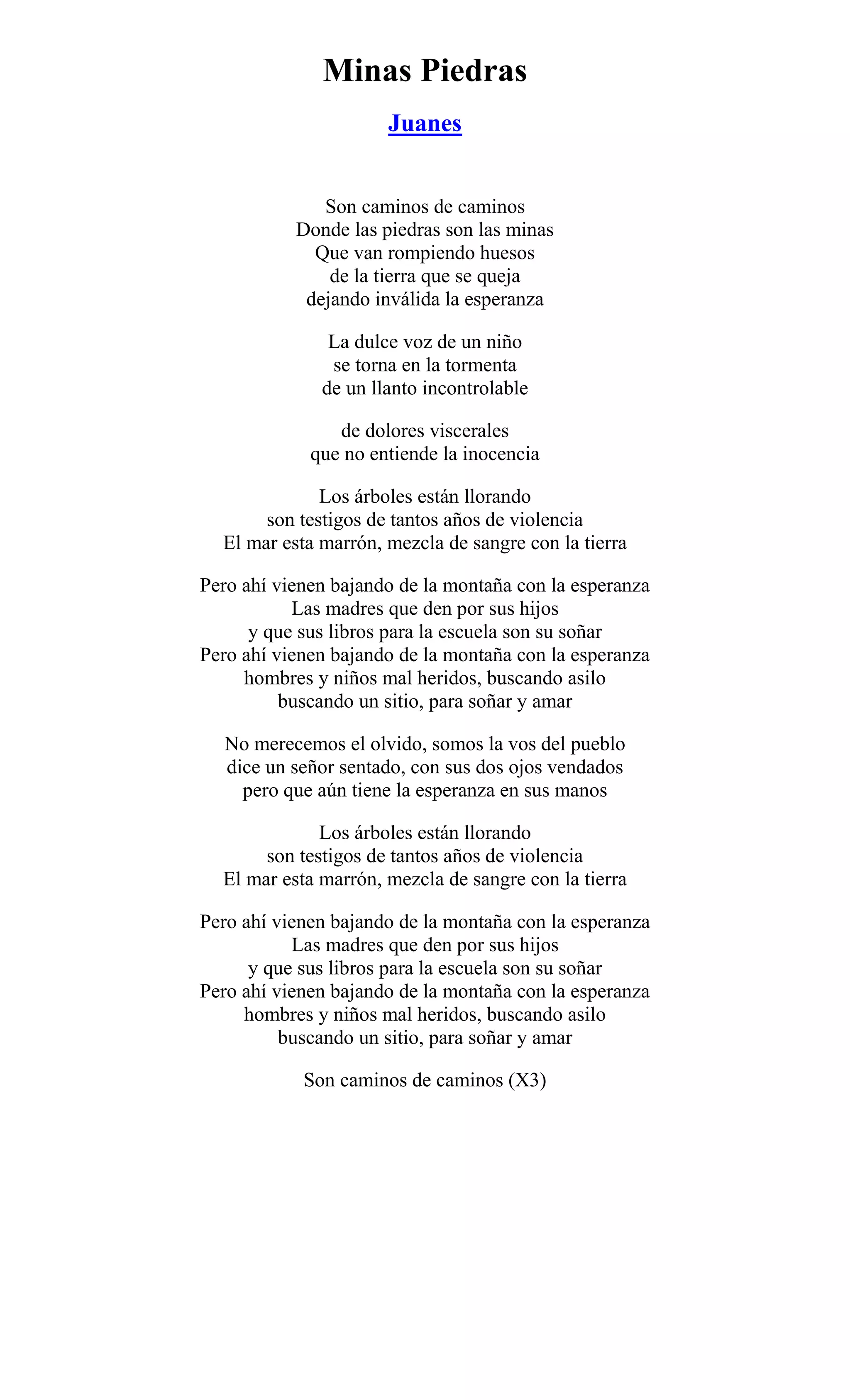 Minas piedras de Juanes | PDF | Poetry | Books and Literature