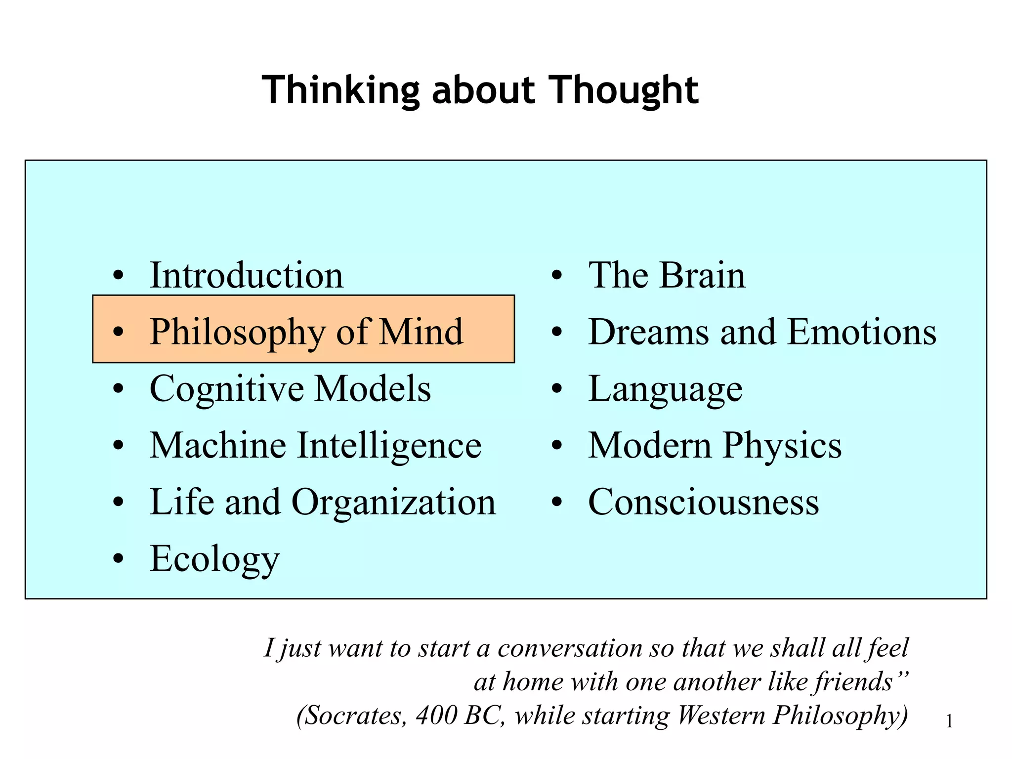 Philosophy of Mind - Part 2 of Piero Scaruffi's class "Thinking about ...