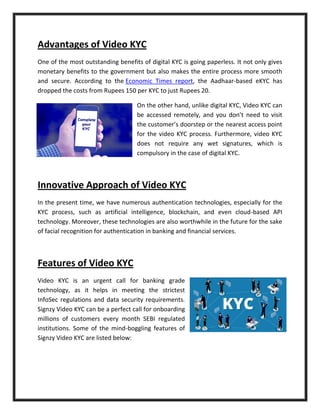 Mind- Boggling Features & Benefits of Video KYC | PDF