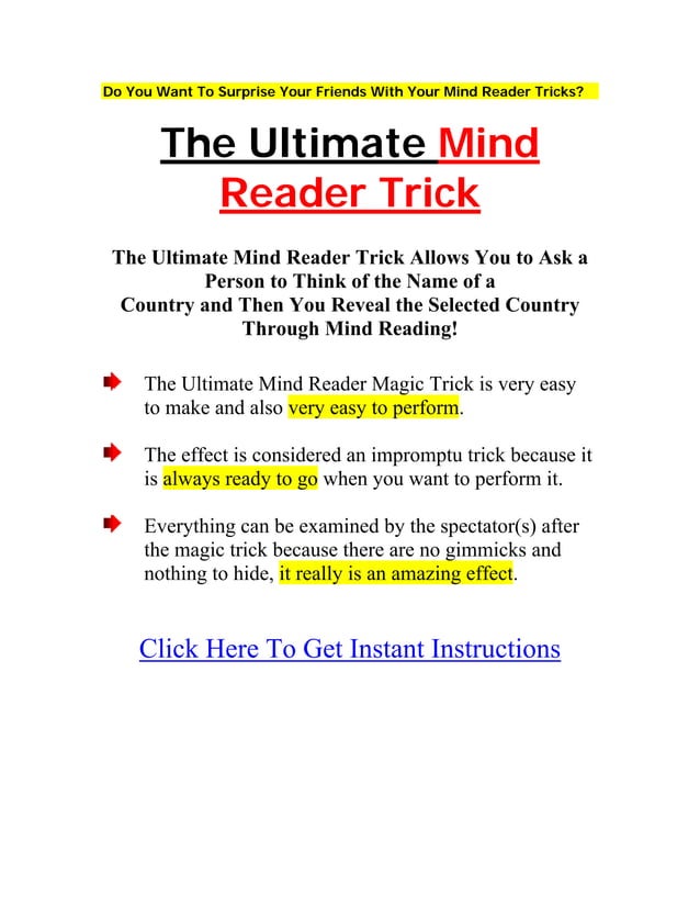Mind Reader Trick | PDF
