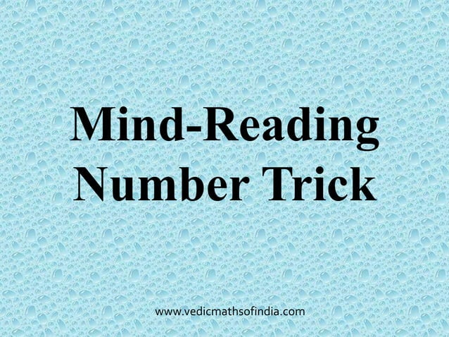 Mind reading number trick | PPTX | Science
