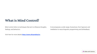 Mind Control Techniques Silva Method for Effective Solutions | PDF